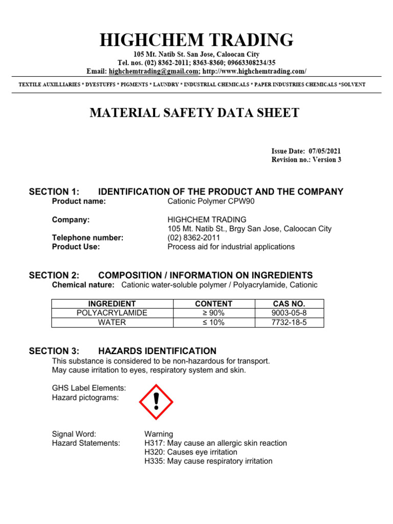 CPW90 MSDS GHS | PDF
