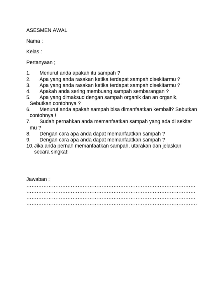 Asesmen Awal | PDF