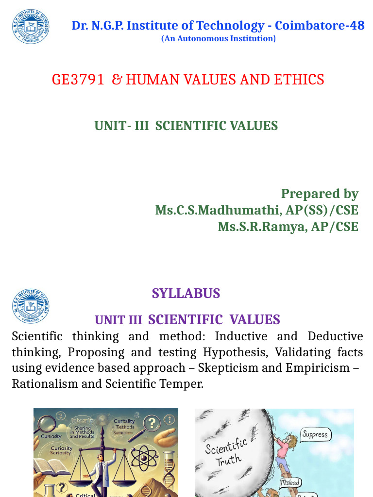 Ge3791 - Unit 3 - Scientific Values | PDF