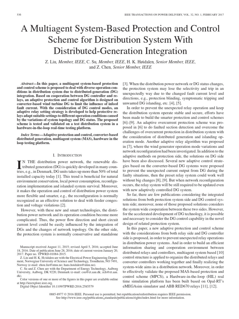 A Multiagent System-Based Protection and Control Scheme For Distribution System With Distributed ...