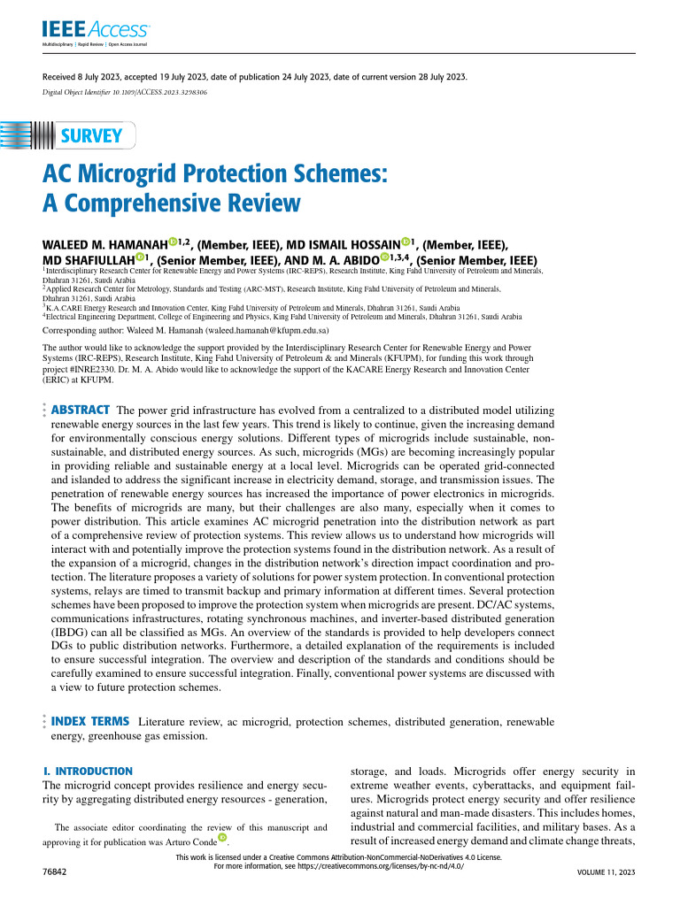 Ac Microgrid Protection Schemes A Comprehensive Review Pdf