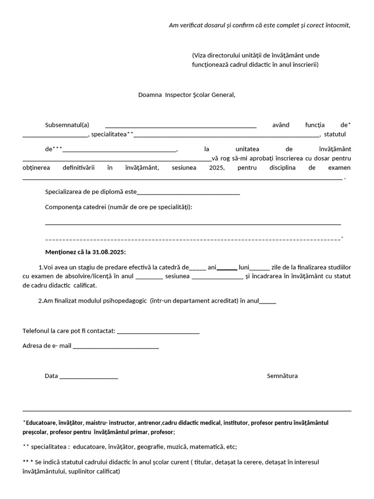 Cerere Inscriere | PDF