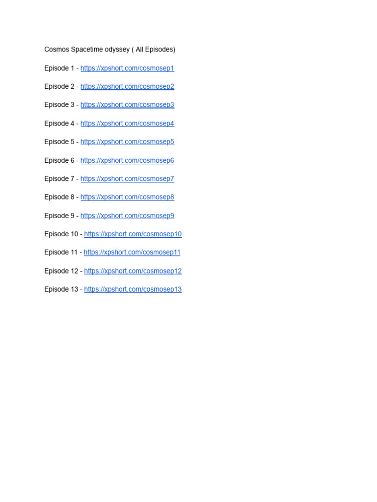 Cosmos Spacetime Odyssey (All Episodes) | PDF