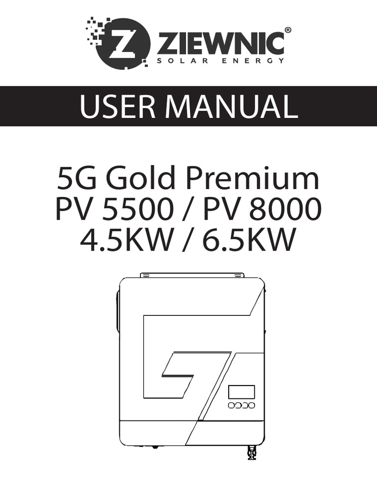 ZIEWNIC PV5500 Gold Premium 4.5 & 6.5 KW Inverter | PDF