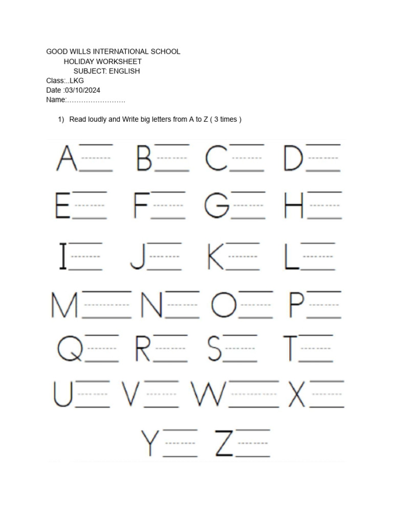 LKG Eng Worksheet .Docx-1 | PDF | Language Arts & Discipline | Foreign ...