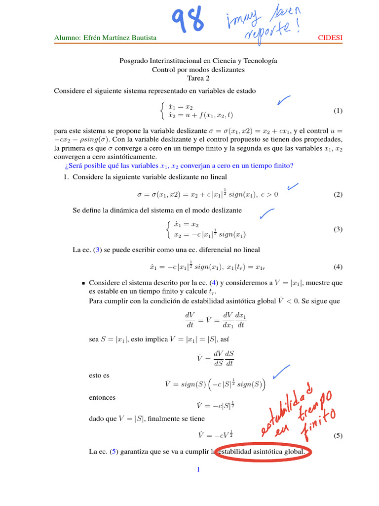 Tarea 02 SMC Second Order | PDF | Teaching Methods & Materials