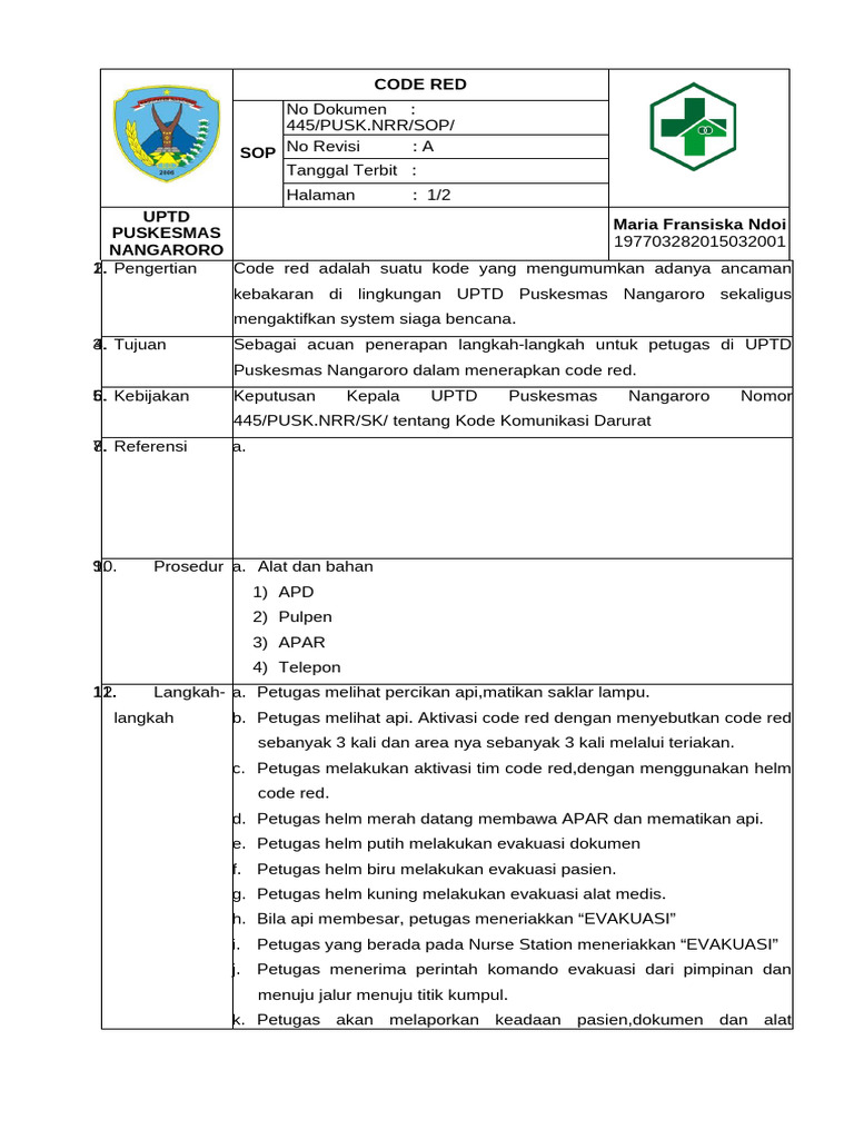 Sop Code Red | PDF
