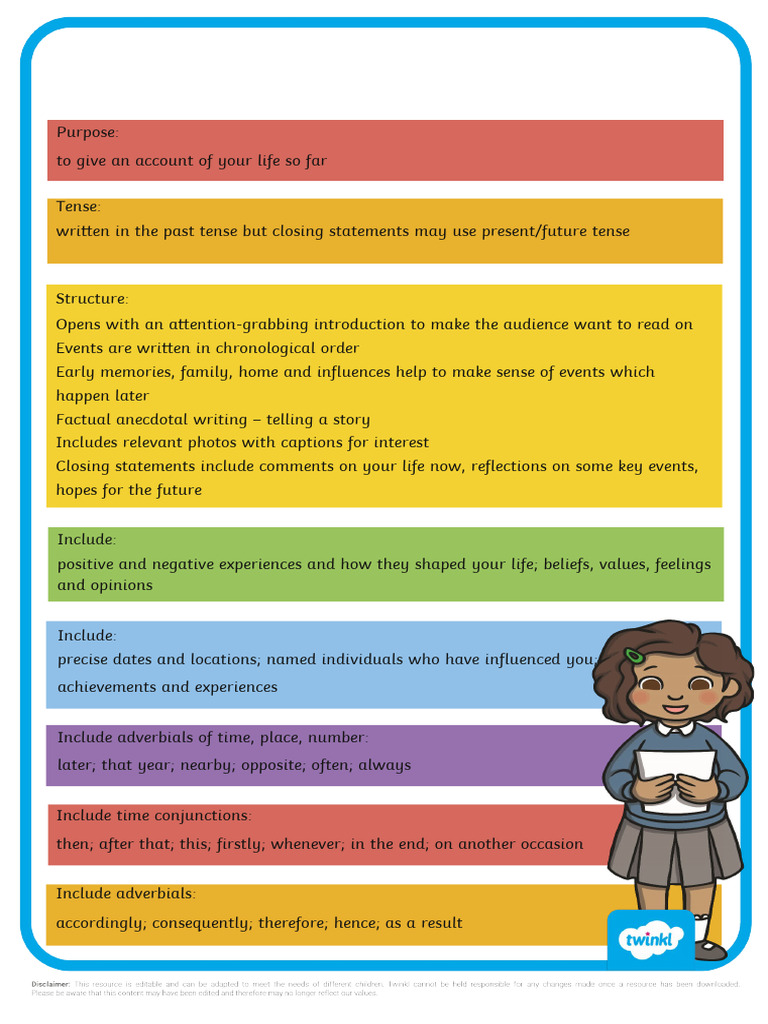 t2 e 1569 G Features of An Autobiography Poster Editable - Ver - 1 | PDF