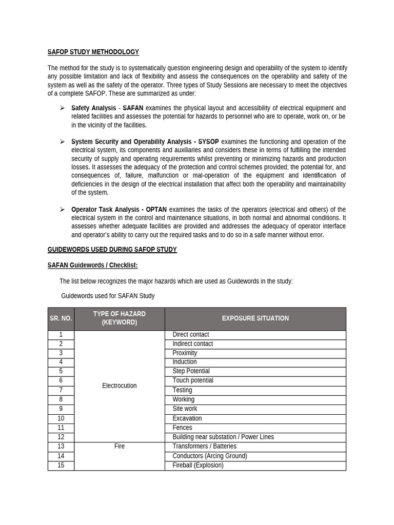 Safop Study Methodology & Guidewords | PDF