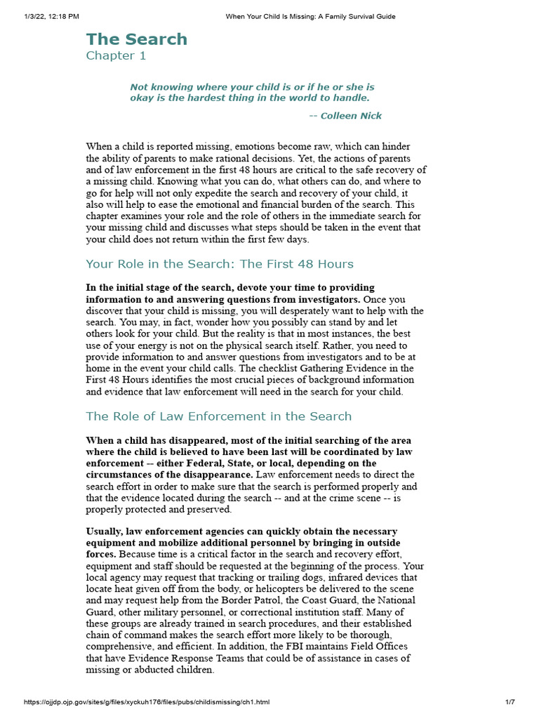 When Your Child Is Missing A Family Survival Guide Pdf