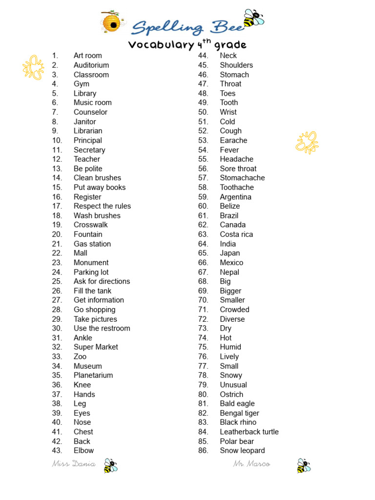 Spelling Bee 4toa | PDF