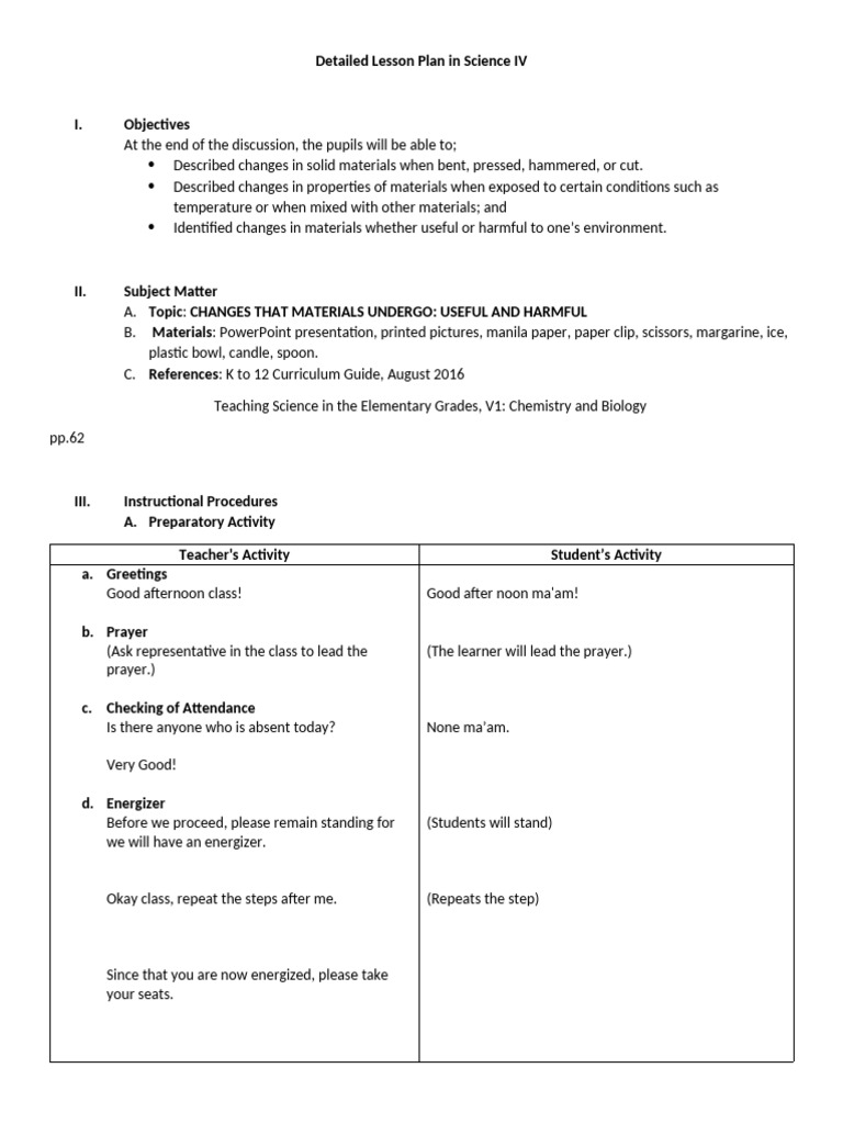 Science Lesson Plan | PDF