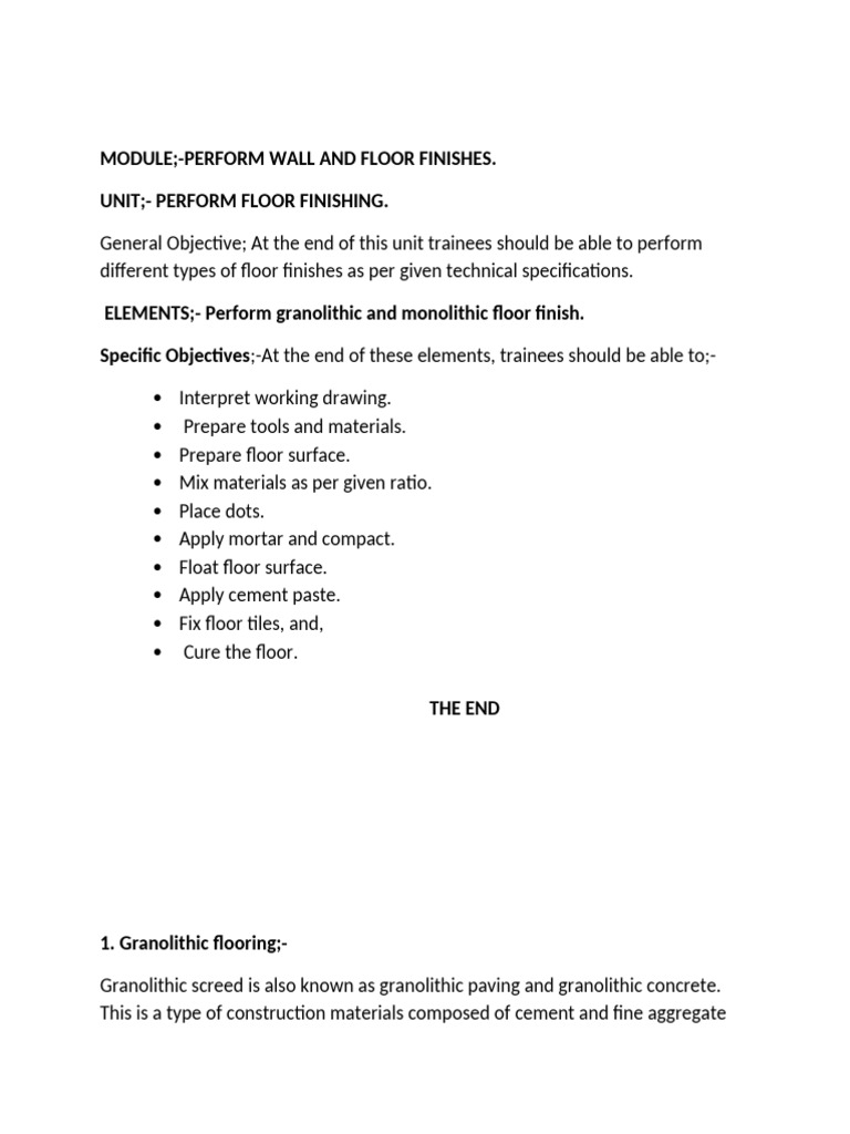 Granolithic and Monolithic Flooring Guide | PDF | Concrete | Tile