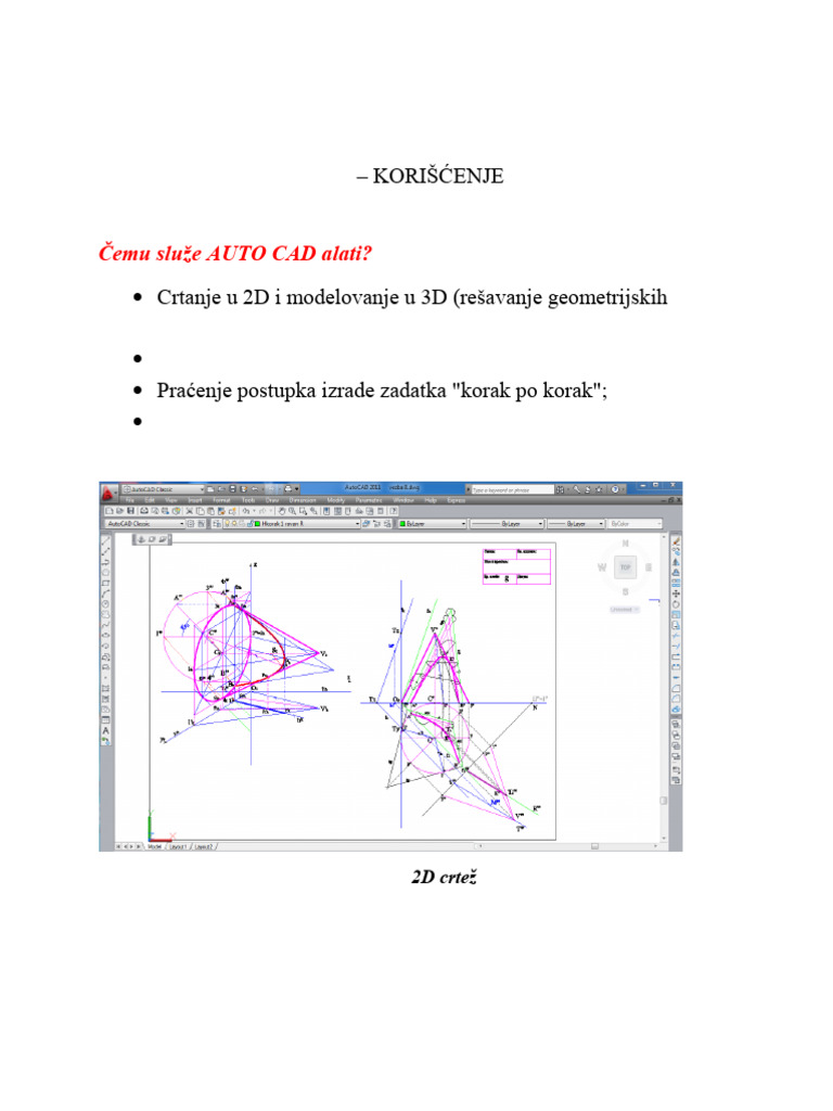 Uputstvo Za Kori Enje Autocad Crte A Na Nacrtnoj Geometriji 1506349467382 | PDF