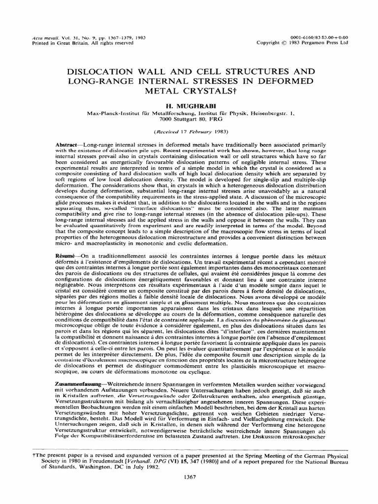Dislocation wall and cell structures and long-range internal stresses ...