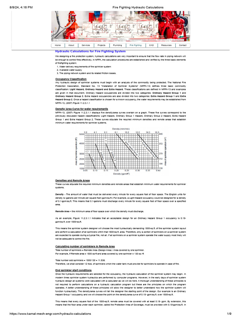 Fire Fighting Hydraulic Calculations | PDF