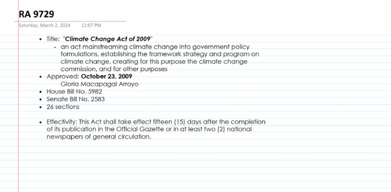 RA 9729 summary | PDF