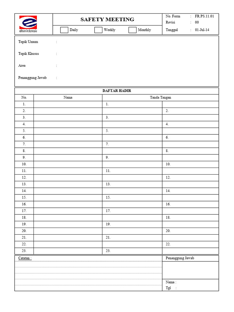Safety Meeting Form | PDF