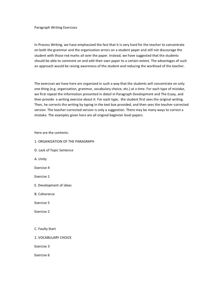 Paragraph Writing Exercises Paragraph Friendship