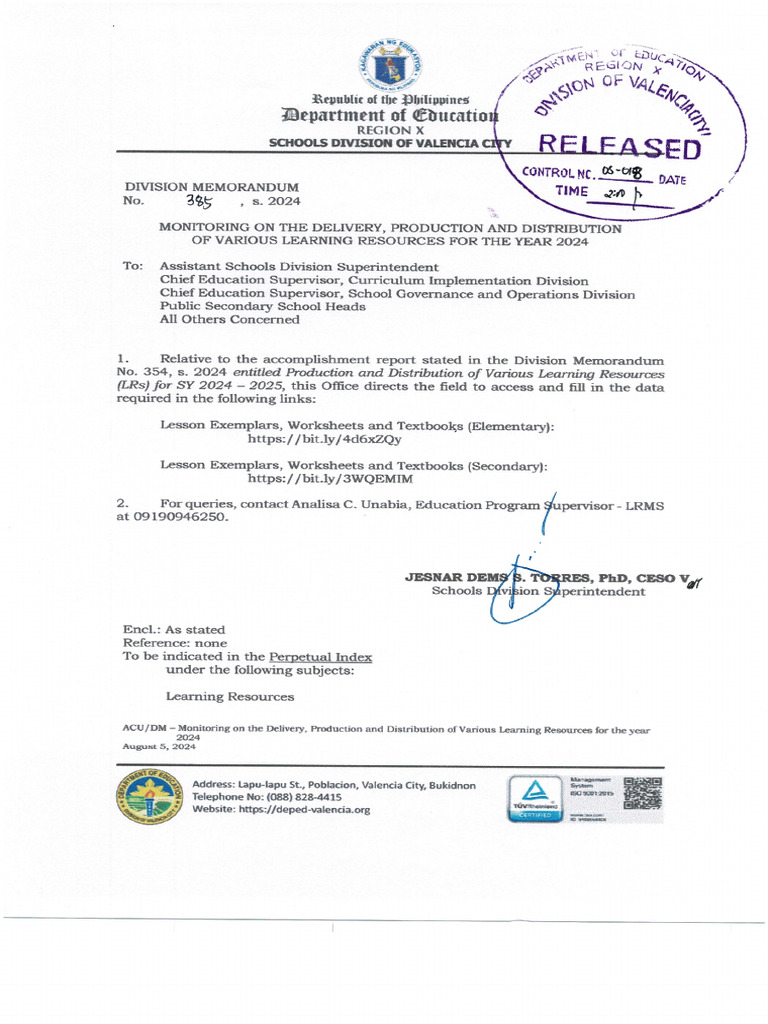 DM No. 385 001 | PDF