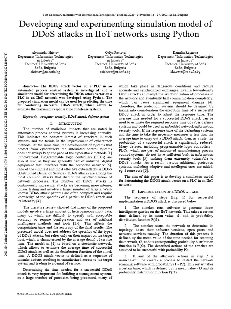 2 Developing - and - Experimenting - Simulation - Model - of - DDoS - Attacks - in - IIoT ...