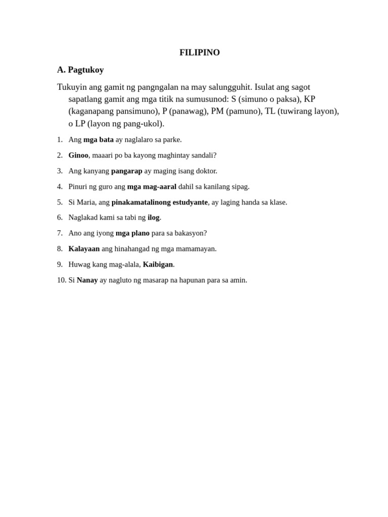 FILIPINO - Gamit ng Pangngalan (Part 4) | PDF