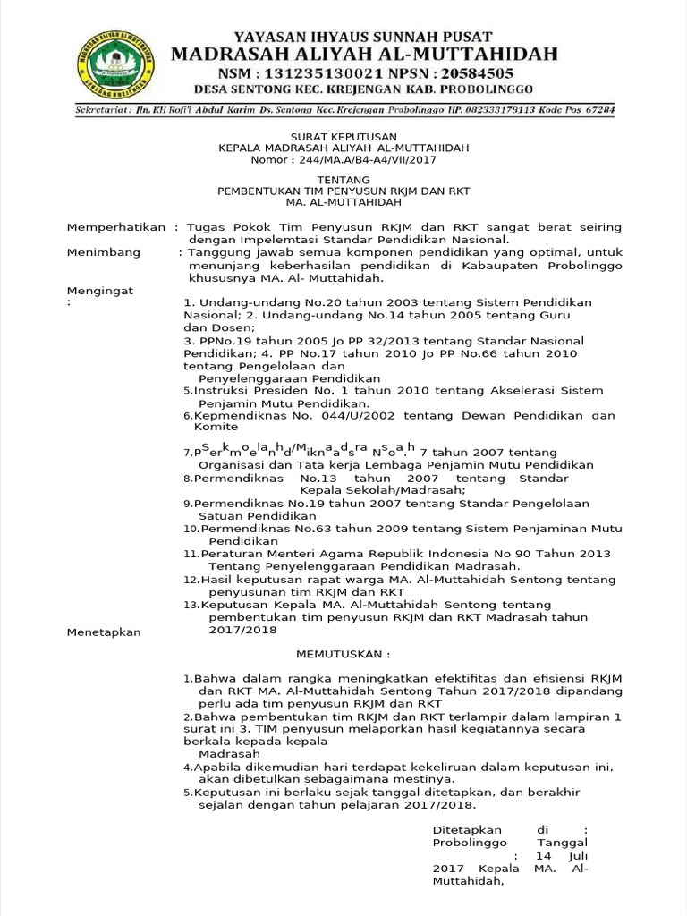 PDF SK Tim Penyusun RKT RKJM - Compress | PDF