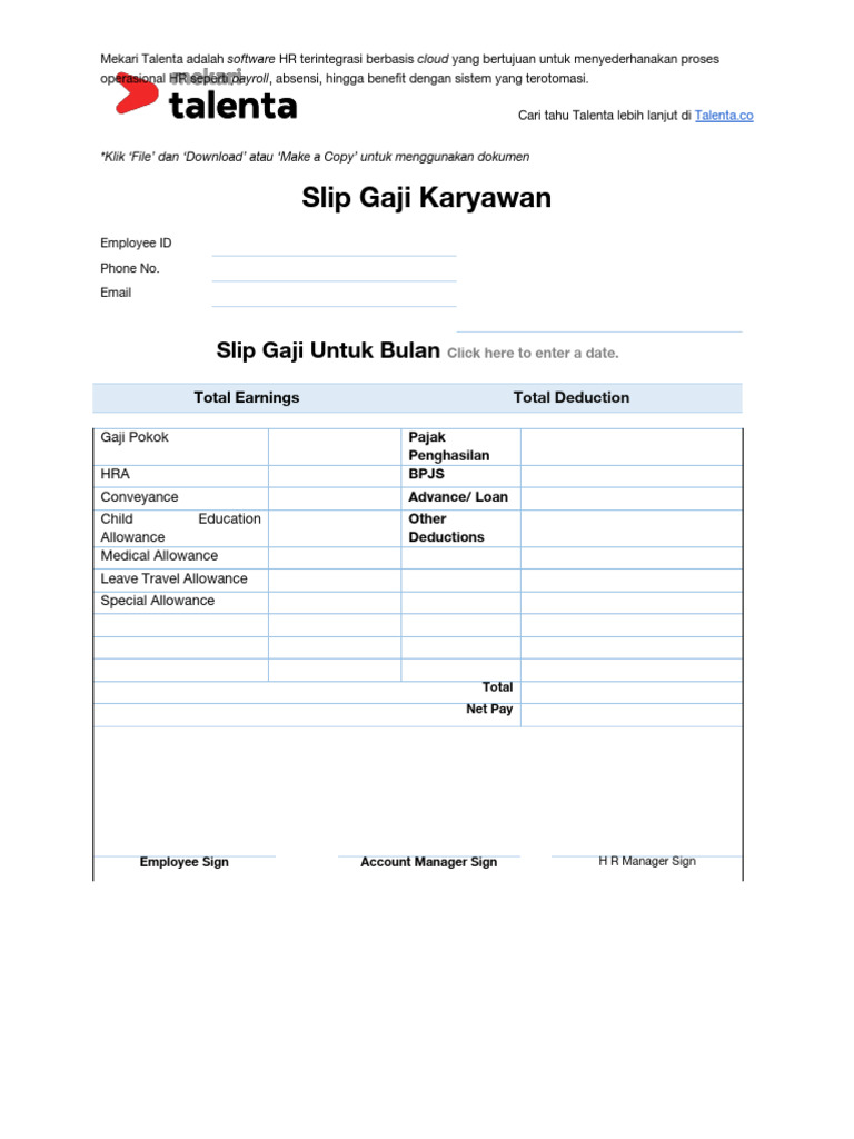 Contoh Slip Gaji Docx | PDF