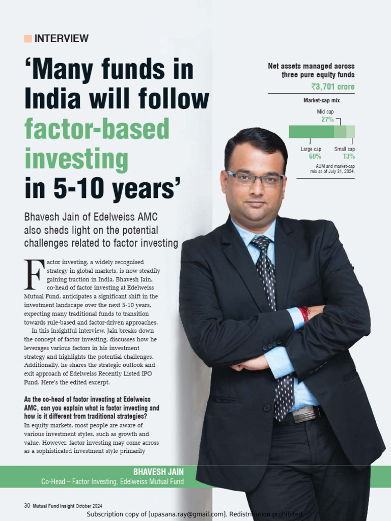 Factor Based Investing - Bhavesh Jain Edel AMC | PDF