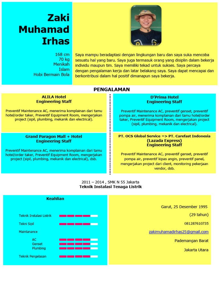 CV Zaki M Irhas | PDF