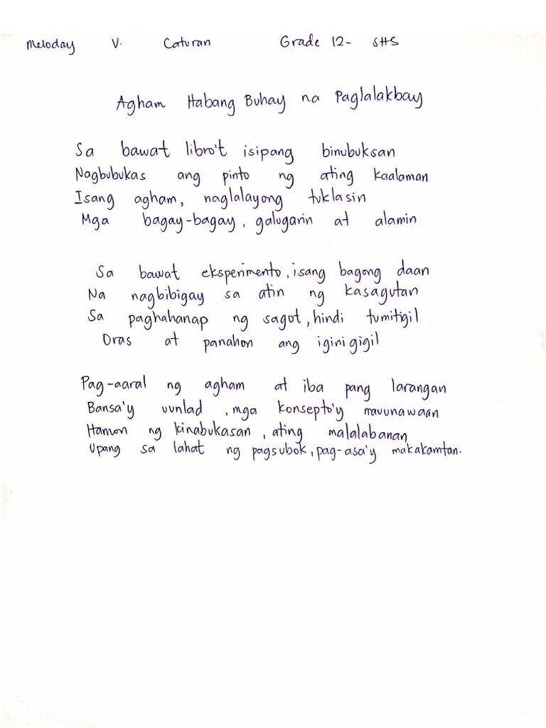 Sta Juana Nhs-Tagbina 2 District-Pagsulat NG Tula | PDF