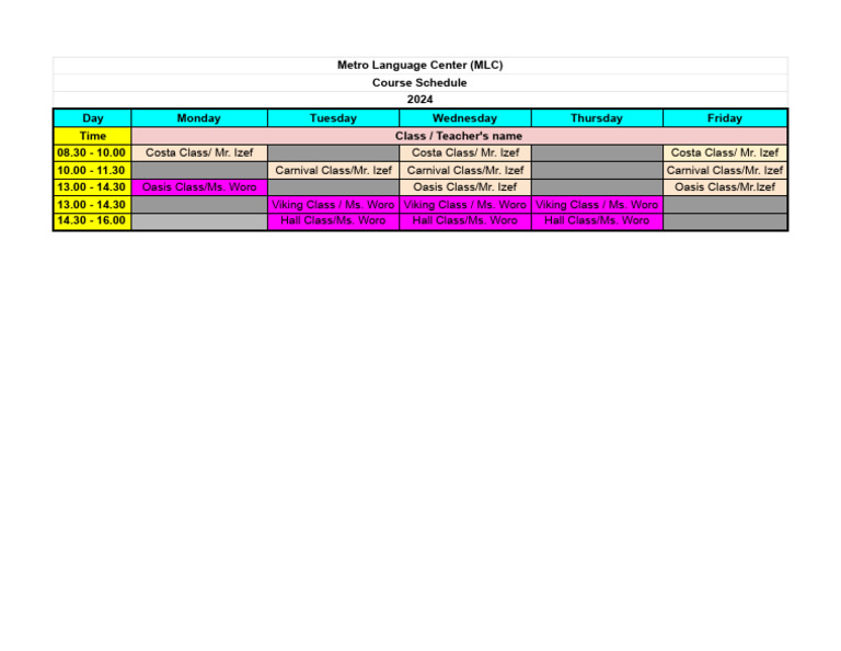 MLC Schedule 2024 - Sheet1 | PDF MLC Schedule 2024 - Sheet1 | PDF