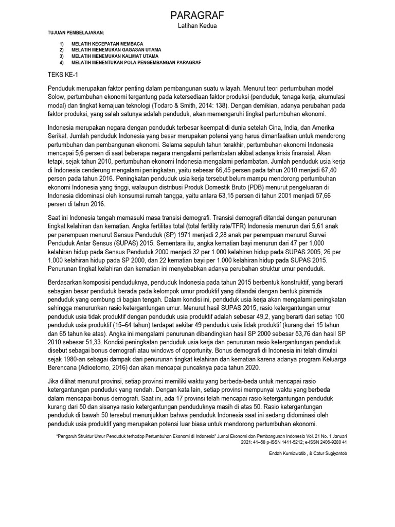 Soal Latihan Paragraf Kedua | PDF