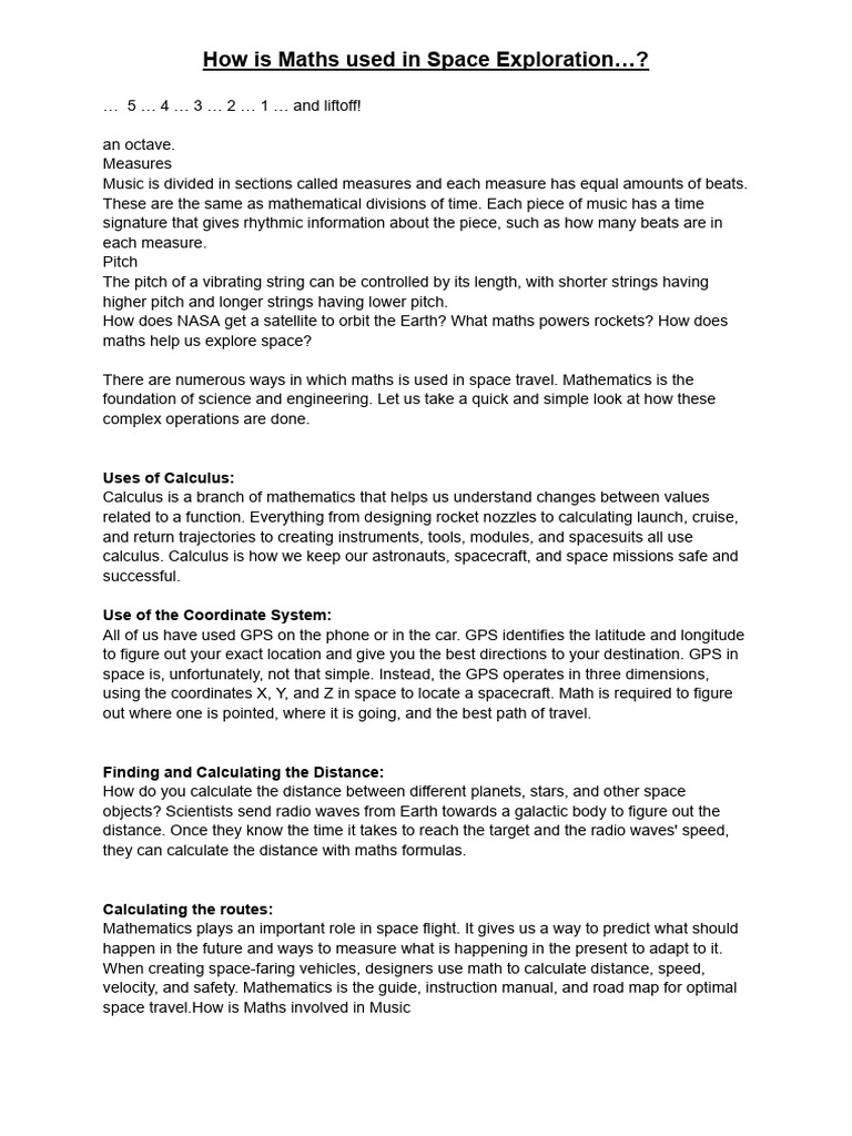 How Is Maths Used in Space Exploration | PDF