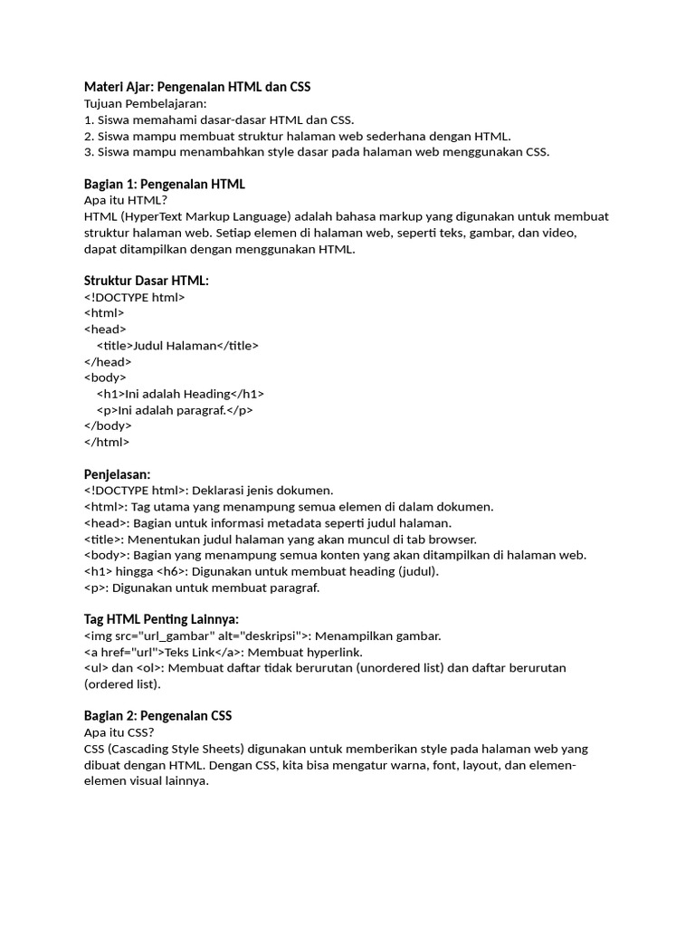 Materi Ajar - Pemrograman Web - XI RPL | PDF