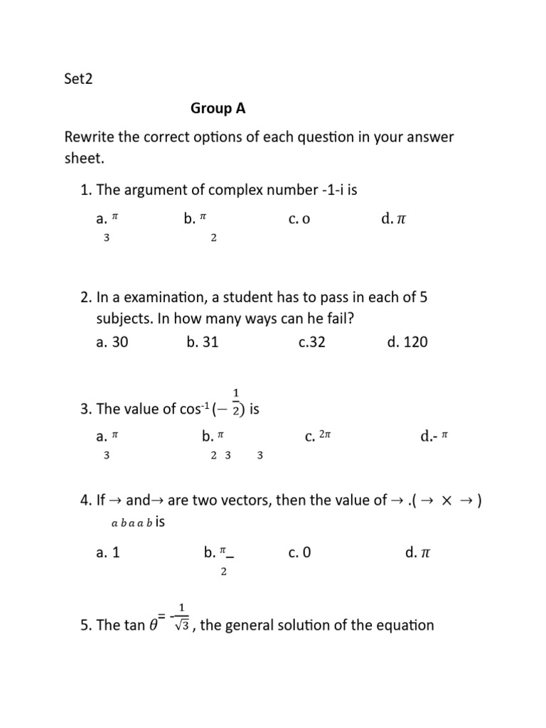 Math Set 2 (Final) | PDF