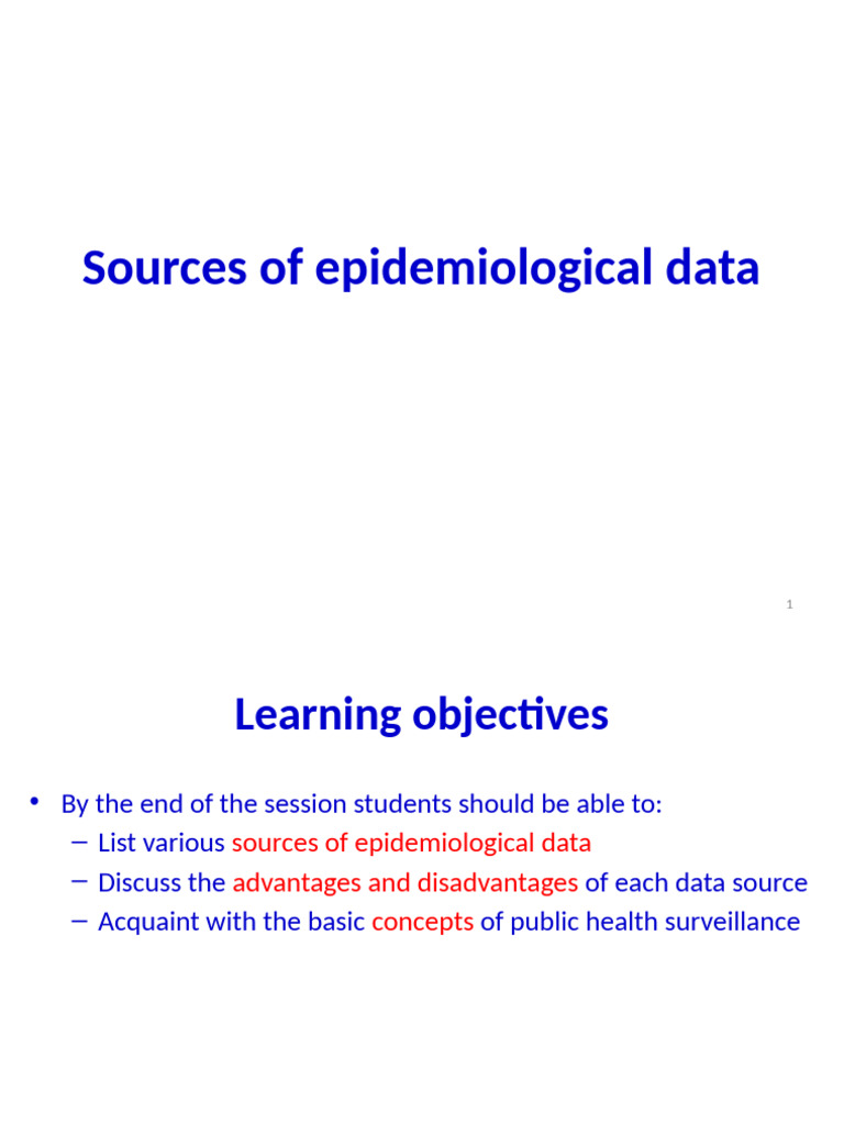 08 Sources of EPI Data and Suervellance - MW | PDF
