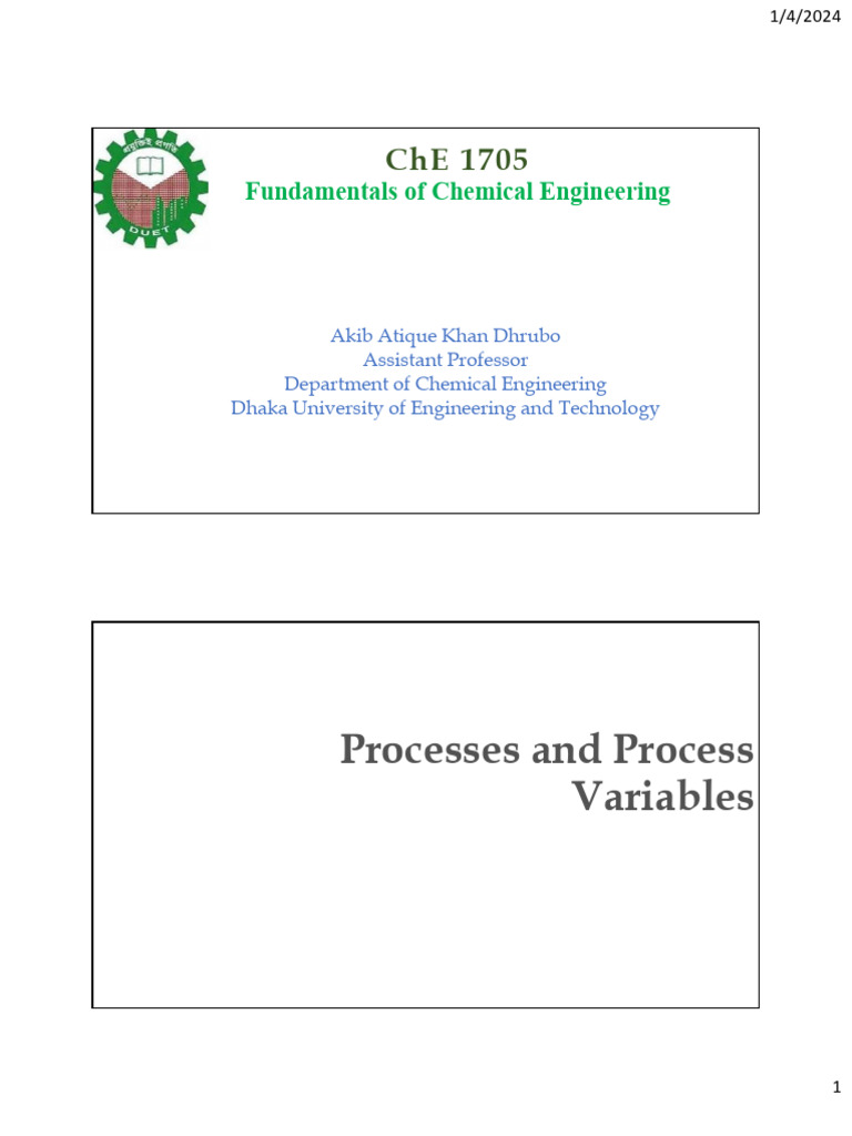 Processes and Process Variables | PDF