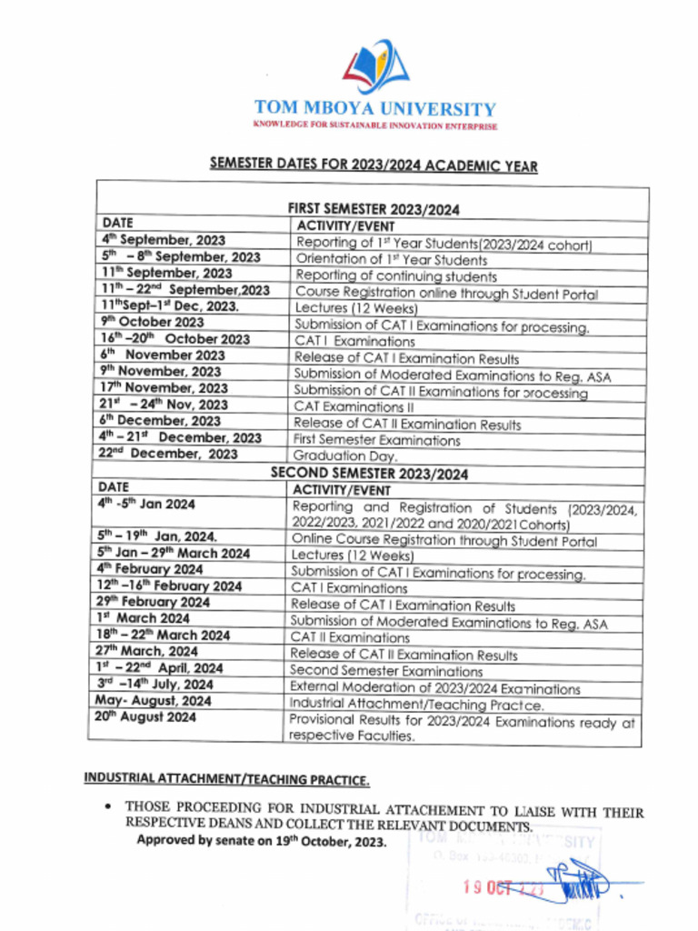 Semester Dates 2023 - 2024 | PDF