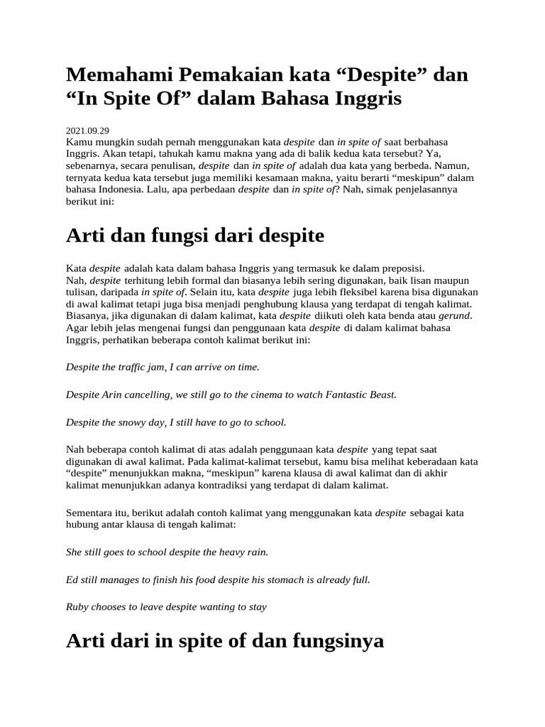 In Spite of Dan Despite | PDF