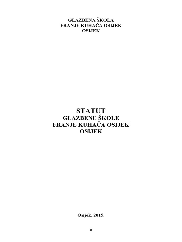 Statut Glazbene Skole Franjo Kuhac | PDF