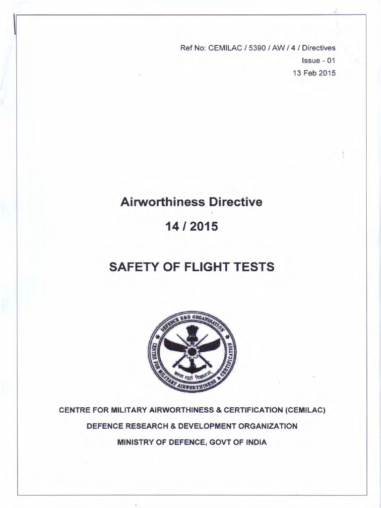 CEMILAC-Airworthiness-Directive-2014-15 - C - For Safety of Flight Test ...