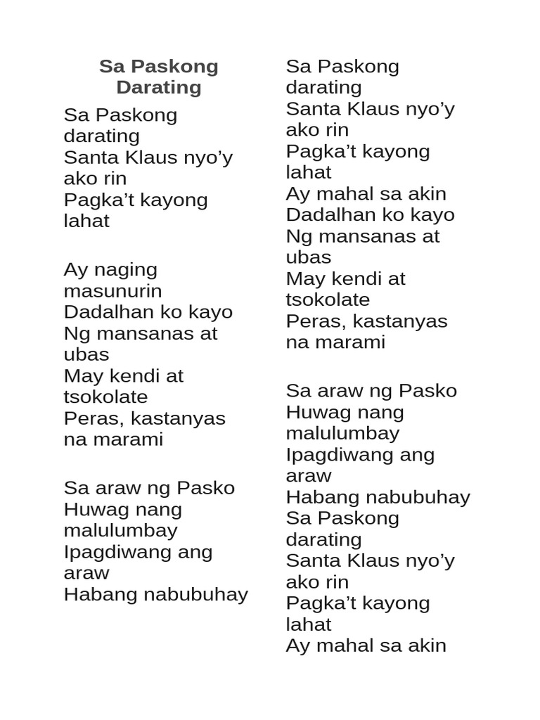 Sa Paskong Darating | PDF