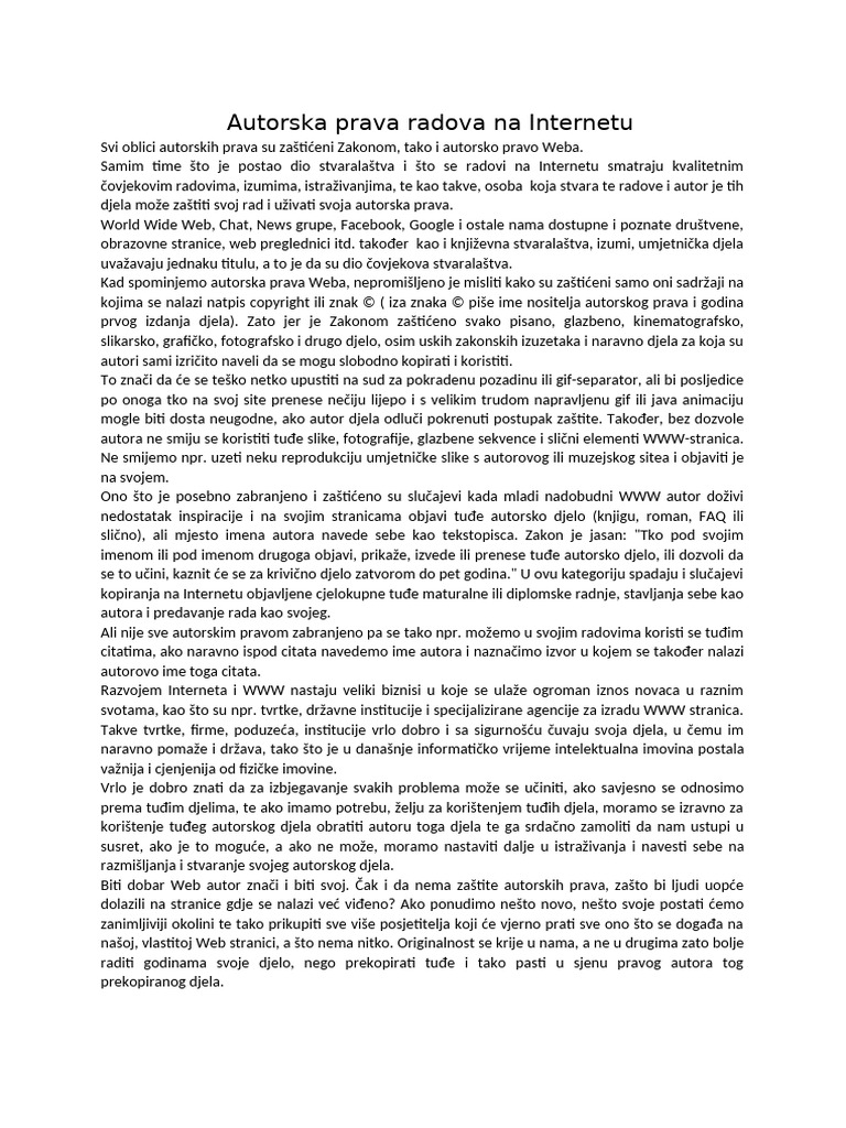 Autorska Prava Na Internetu | PDF