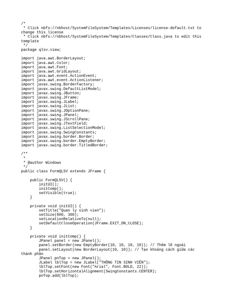 Bai8 QLSV Javasw | PDF