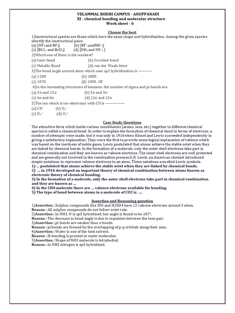 Chemical Bonding Worksheet 1 | PDF | Chemical Bond | Teaching Methods ...
