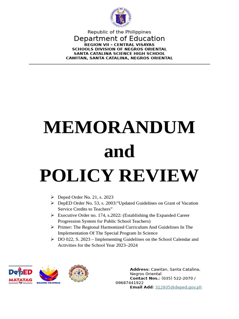 Kra 1.3 Memorandum and Policy Review Cover | PDF