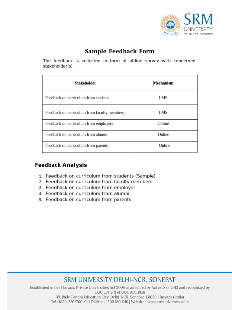 Curriculum Feedback Survey | PDF | Curriculum | Learning