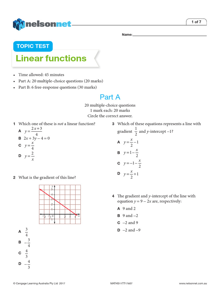 Linear Fuctions | PDF