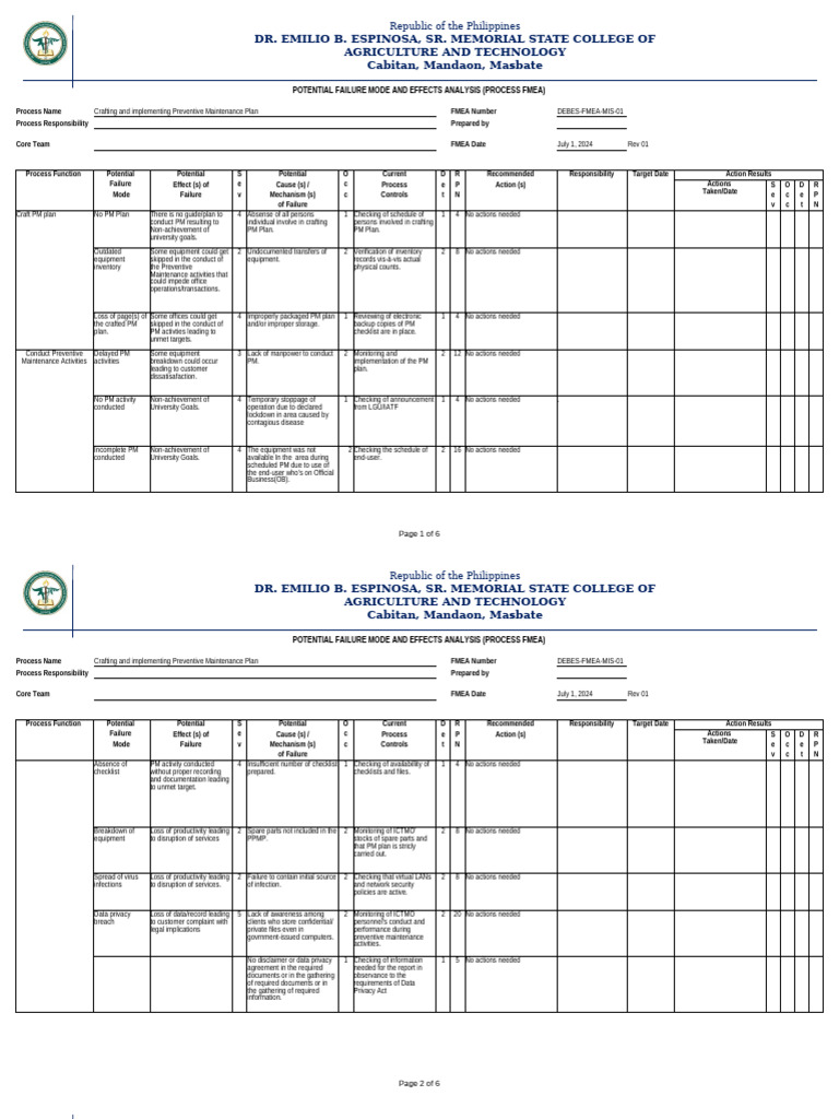 NEW FMEA Template | PDF